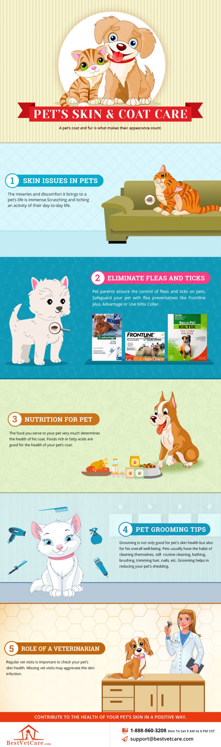 How to take care of pets skin and coat. (Infographic)